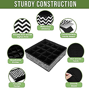 PETALS Drawer Organizers For Clothing – 8 Pack Foldable Dresser Drawer Organizers, Sock and Underwear Drawer Organizer, Baby Drawer Organizer, Bra, Panty, Lingerie, Ties, Belts