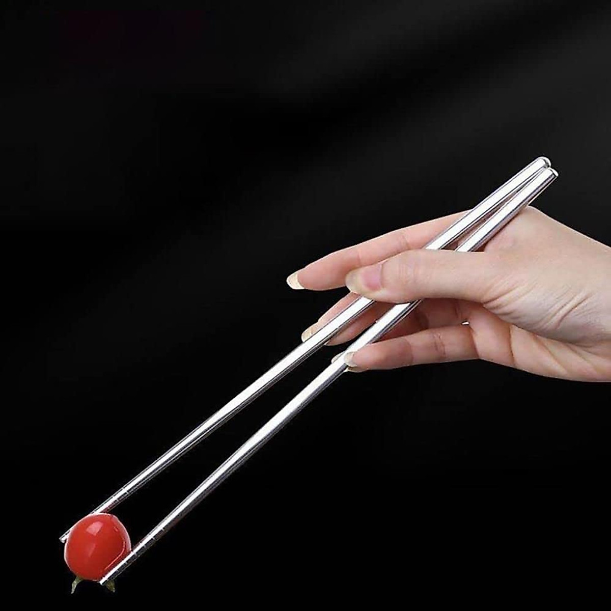 Chopsticks 1/2/4 Pair Stainless Steel Chopsticks Chinese Style Non-slip Metal Chopsticks Set Tableware Home Kitchen Supplies(23cm-1 pair with no mark)