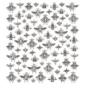 JIALEEY 81PCS Alloy Bee Honeybee Charms Antique Tibetan Silver Bee Charms Pendants DIY for Necklace Bracelet Earrings Jewelry Making Crafting