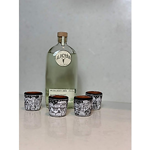 Authentic Clay Tequila - Mezcal Shot Glass Set (Pack-4, Black)