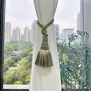 Fenghuangwu 2 Pack Curtain Tie Backs Rope Tassels for Curtains Drape tiebacks Handmade Outdoor Home and Outdoor Decorative (Mix Blue, 2p)