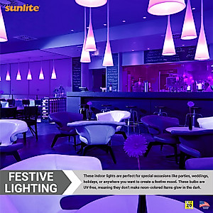 Sunlite 41744 Incandescent A19 Black Light Bulb, 75 Watts, E26 Medium Base, Dimmable, Party Decoration lamp, Holiday Lighting, Household Lighting, Mercury Free, Black, 12 Count