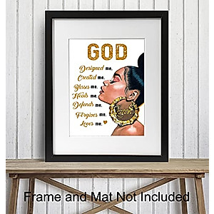 African American Art - Black Art - spiritual Religious Wall Decor - Black women - Inspiration Christian Gifts for Women, African Americans Black Girl - Christian Wall Decor- Faith God Wall Art & Decor