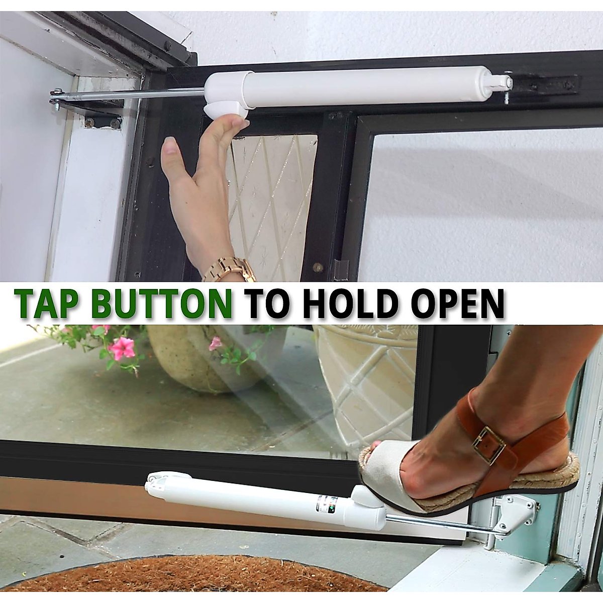 Touch 'n Hold Smooth Door Closer - Single Kit (Bronze) - Standard-Duty Door Closer with Touch-Button Hold Open Feature & Smooth Closing Motion – for (Medium & Lightweight) Storm, Screen Doors.