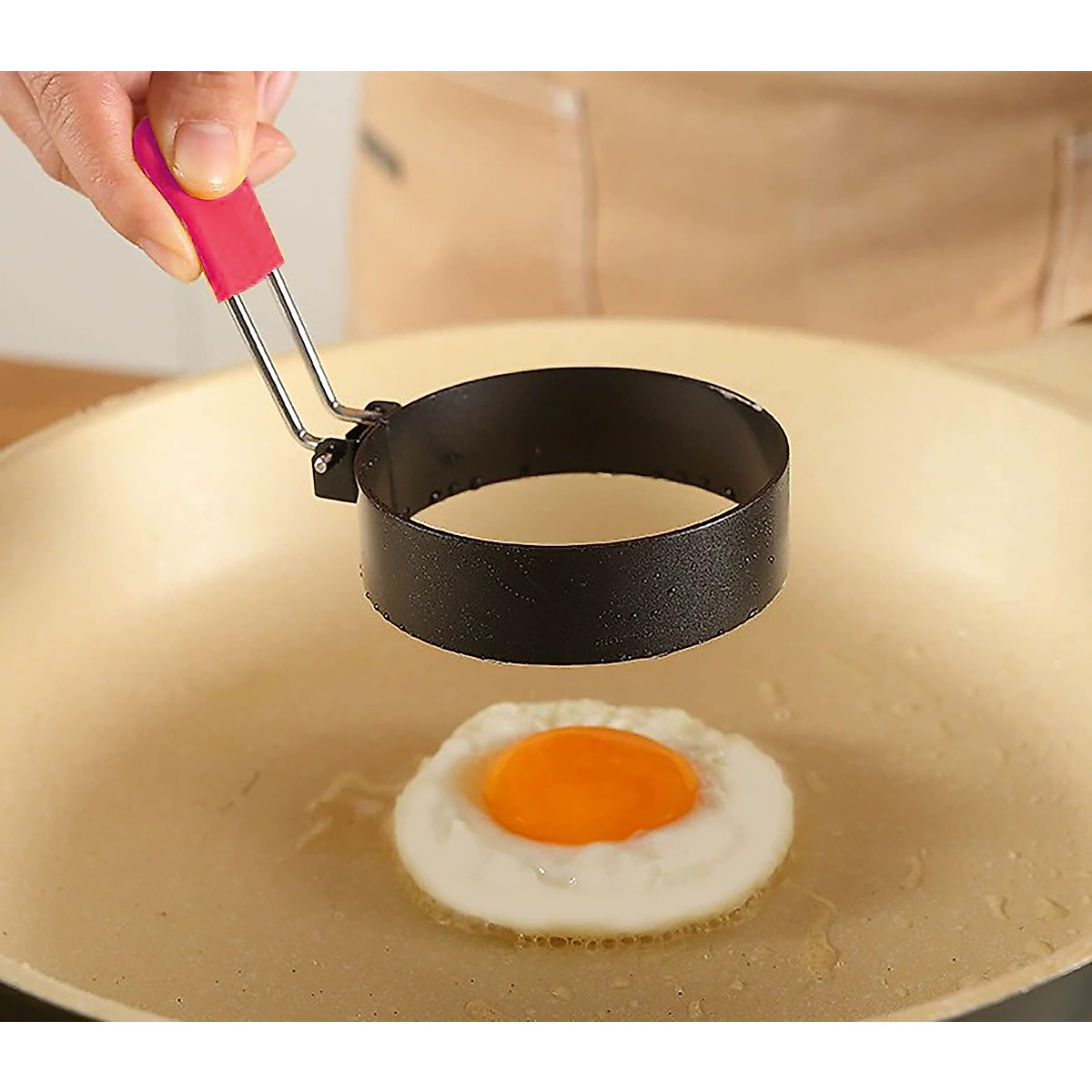 BEILOCKERY 2PCS Egg Rings, 3” Stainless Steel Round Mold for English Muffins, Nonstick Pancake Mold with Oil Brush for Frying Eggs and Omelet