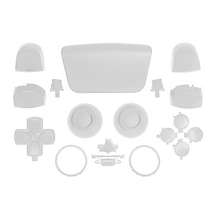 WPS Replacement Clip Shell Touch Pad Thumbsticks Dpad R1 L1 Trigger Buttons w/Accent Rings Set for PS5 Playstation Controller (White)