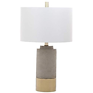 SAFAVIEH Lighting Collection Modern Contemporary Farmhouse Grey Concrete/ Gold Bedroom Living Room Home Office Desk Nightstand Table Lamp Set of 2 (LED Bulbs Included)