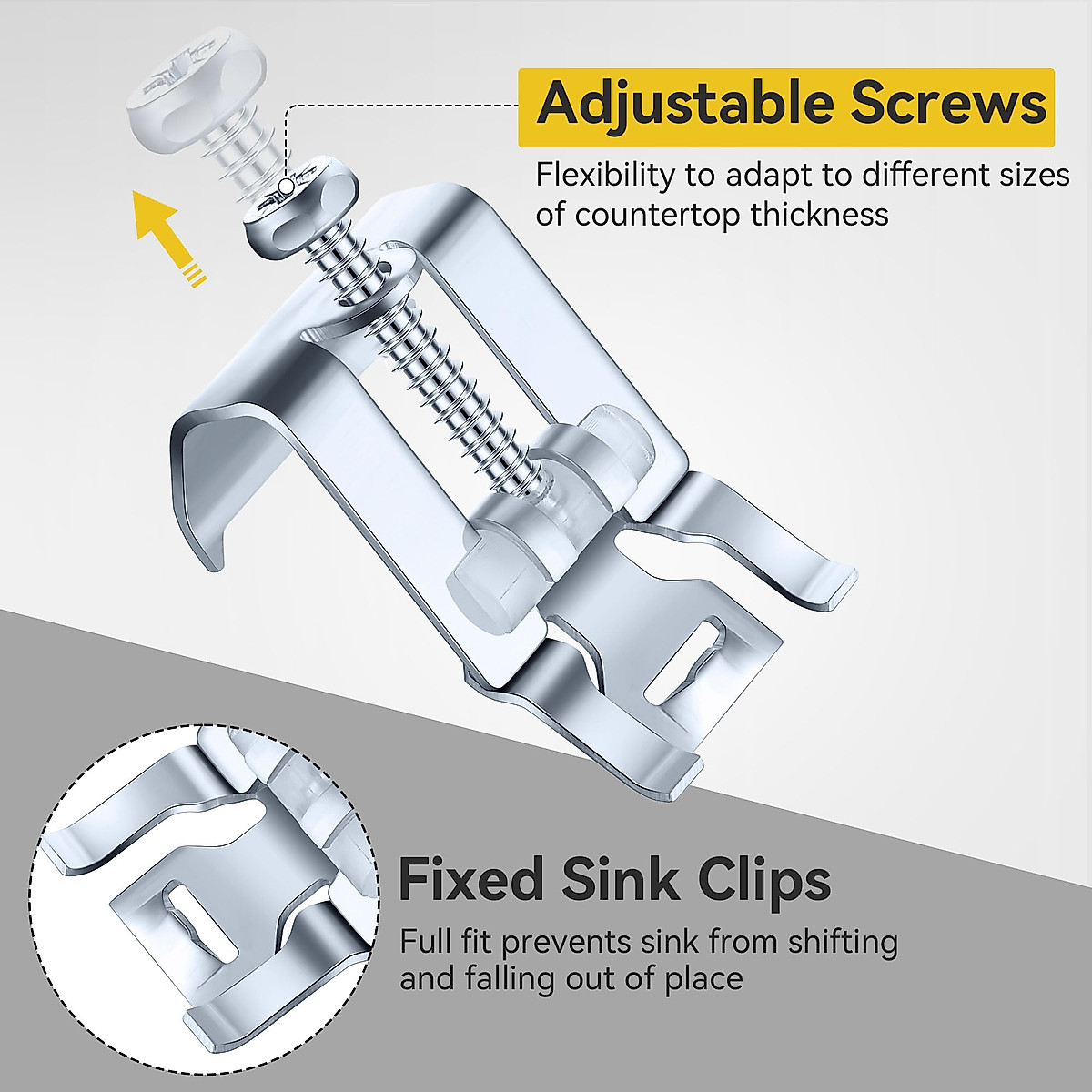 Dreyoo 12 Pack Stainless Steel Sink Clips, Undermount Sink Clips Compatible with Serene Valley Topmount Sink NSA103, Sink Undermount Clips Easy to Install, Rust Resistant Support Hardware