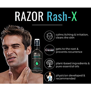 Dr. A's Razor Rash-X Skin Clearing Spray | Natural Bump & Burn Relief Serum & Ingrown Hair Eliminator | Organic Aloe Vera, Witch Hazel, Neem Oil & Tea Tree Formula | Clean Citrus Scent For Men & Women