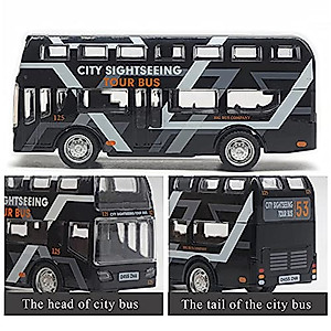 OTONOPI Bus Toys Die Cast Metal Toy Cars Pull Back School Bus Double Decker London Vehicles Friction Powered City Sightseeing Tour Bus Play Vehicle Toy Set for Kids 4 Pack