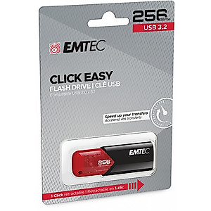 Emtec Click Easy B110 USB 3.0 (3.2) Flash Drive 256 GB External Storage - Red, Black