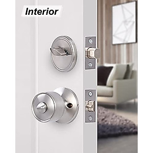 Lanwandeng 2 Sets Keyed Alike Entry Door Knobs and Single Cylinder Deadbolt Lock Combo Set Security for Entrance and Front Door, All Keyed Same Door Lock with Classic Satin Nickel Finish