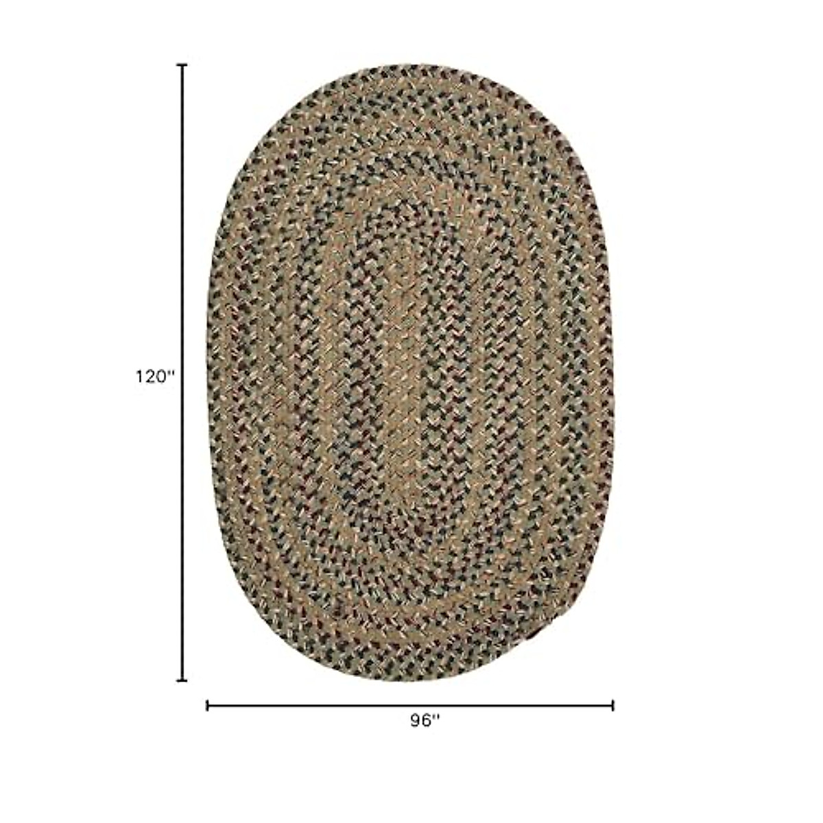 Colonial Mills Comfort Braided Area Rug Green 8' x 10' Oval 8' x 10'