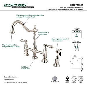 Kingston Brass KS1278ALBS Heritage Bridge Kitchen Faucet, 8-3/4", Brushed Nickel