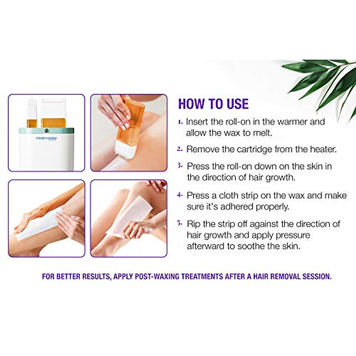 Clean + Easy Personal Roll-On Waxer Kit Set Easy Hair Removal At Home Waxing Machine Device (120V)