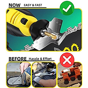 EzzDoo Electric Chainsaw Sharpener Kit with TITANIUM-PLATED Diamond Bits - High-Speed Chain saw Sharpener Tool and 4 Sizes High Hardness Sharpening Wheels For All Chainsaw Chains