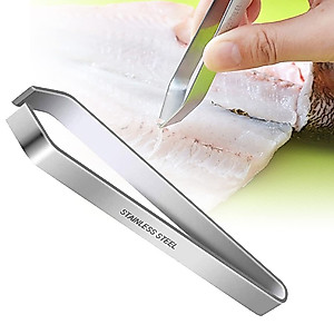 Fish Bone Tweezers - 2PCS Kitchen Tweezers Stainless Steel Flat and Slant Cooking Tweezers Precision Chef Tweezers Meat Hair Remover Tool for Cooking Kitchen, Suitable for Salmon Deboning
