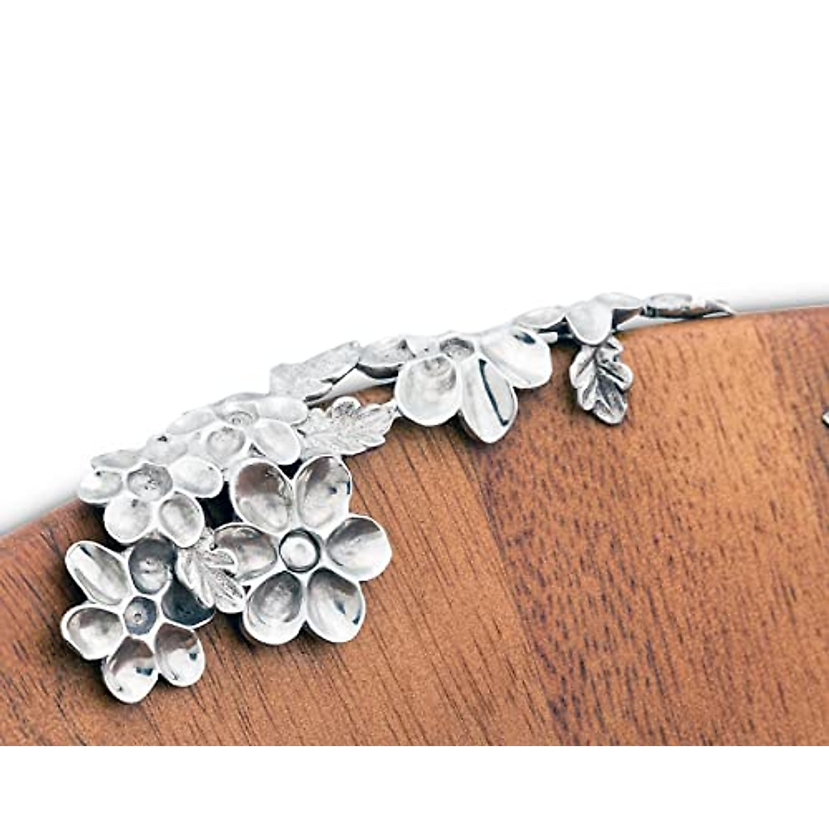 Vagabond House Wood Salad Bowl and Servers Lilacs Pattern 16 inch Diameter 4.5 inch Tall