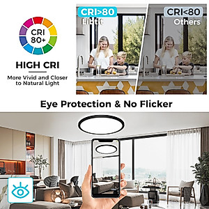 libtit 13 Inch Black Flush Mount Ceiling Light,6 Pack 3200LM 28W Ultra-Slim LED Ceiling Light,3000K/4500K/6000K Selectable Low-Profile Ceiling Light Fixture for Bedroom, Kitchen, Hallway, Workshop