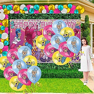 Shimmer and Shine Party Supplies Paltes Cake Toppers Balloons For Boys Girl Banner Backdrop Birthday Set Decor