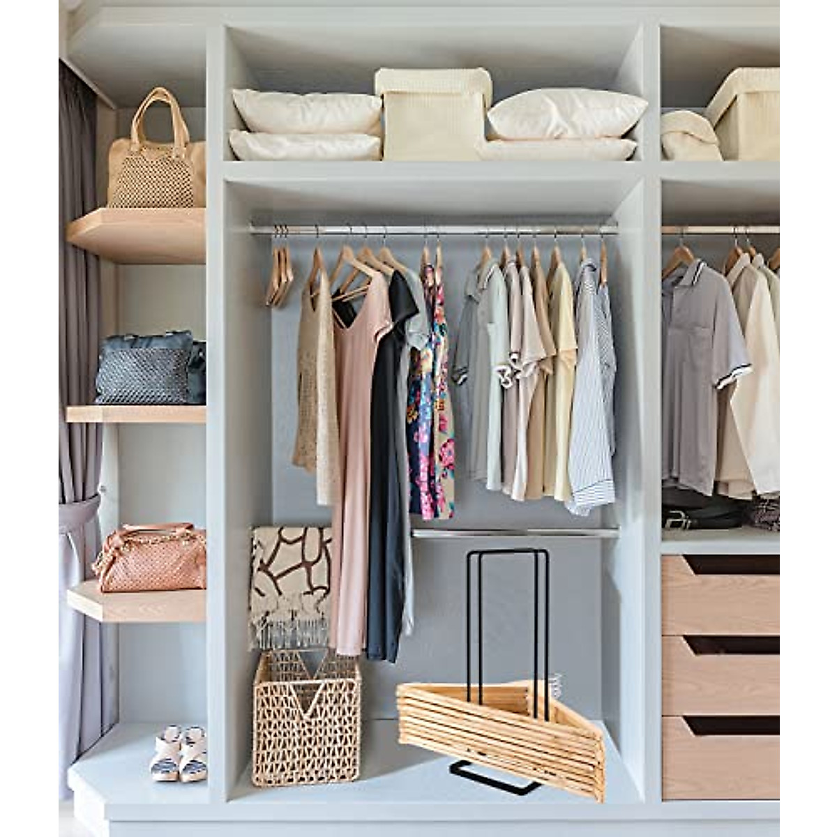 Hanger Storage Stacker Stand, Holds Up 110 Wire Clothes Hangers for Laundry Room Closet Space Saving, Portable Sturdy Hanger Organizer Rack Holder for Adult and Child Clothes Hangers, Keep Room Tidy