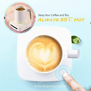 Miecux Cup Cooler-Coffee Warmer Desktop 2IN1,31℉ - 46℉ Coffee Tea Drinks Mug Warmer Cooler Desktop Heating and Cooling Beverage Plate For Water,Milk,Beer,Cocoa (white)