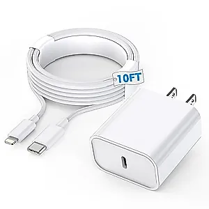 10FT iPhone Charger Cord,Super Fast USB C Apple Charger【Apple MFi Certified】Long 10Foot Type C to Lightning Cable iPhone Charger Block Wall Plug Apple Fast Charging for iPhone 14/13/12/11/X/XR/SE/iPad