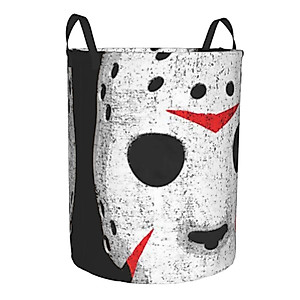 Horror Skull Print Laundry Basket Waterproof Large Laundry Hamper With Handles Round Organizer Basket Dirty Clothes Hamper