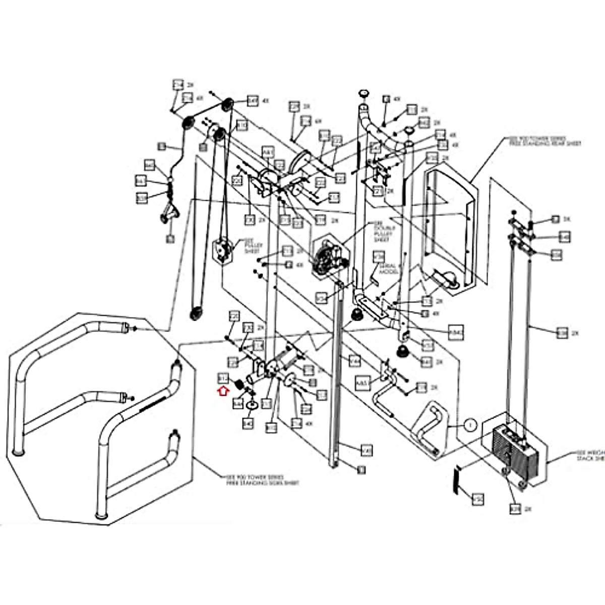 Hydra Fitness Exchange Handle W-Strap D-Ring Short 1000312976 Works Matrix Commercial Strength System