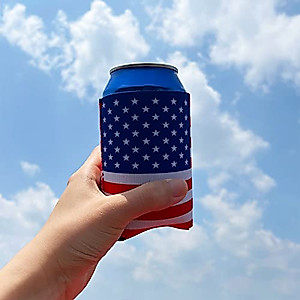 12PCS Fourth/4th of July Can Cooler - Patriotic Beer Sleeves Covers Party Supplies Favors