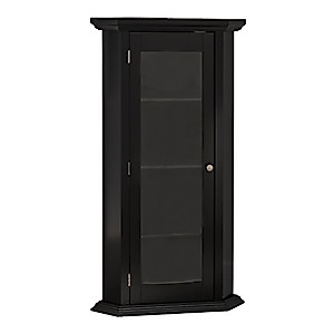 Kings Brand Furniture - Corner Curio Storage Cabinet with Glass Door (Black)