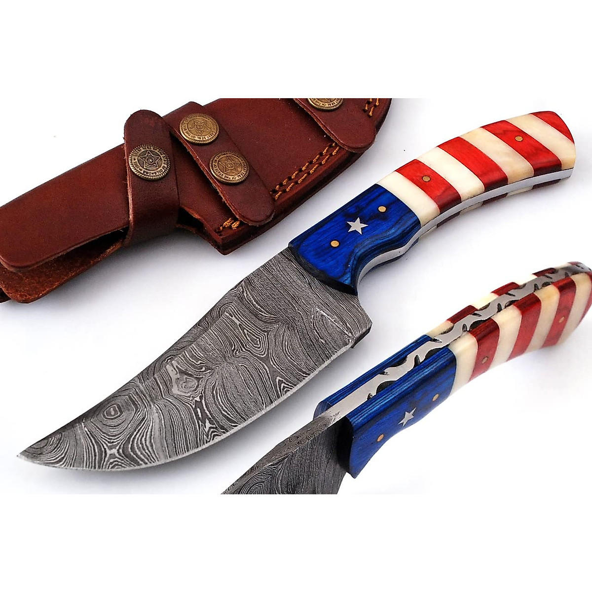 SagaCity Damascus Hunting Knife, 9 Inch Handmade Knife with Sheath, Knives for Men, Bushcraft Kinfe, Edc Knife Damascus, Small Hunting Knife; 109