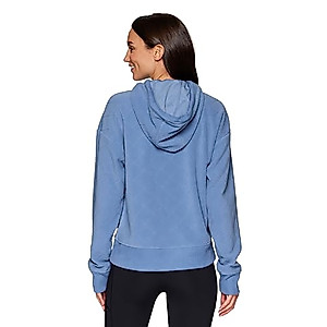 Avalanche Fleece Hoodie for Women, Relaxed Fit Quilted Sweatshirt with Hood, Lightweight Soft Fleece Sweatshirt for Women, Quilted Pullover Sweater for Hiking, Casual Wear Blue S