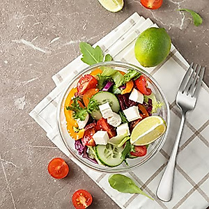 SANTUO Stainless Steel Dinner Forks Set - 12PCS Salad Forks Silverware with Round Handle, Mirror Finish & Dishwasher Safe, Use for Home, Kitchen or Restaurant - Silver 8 Inches