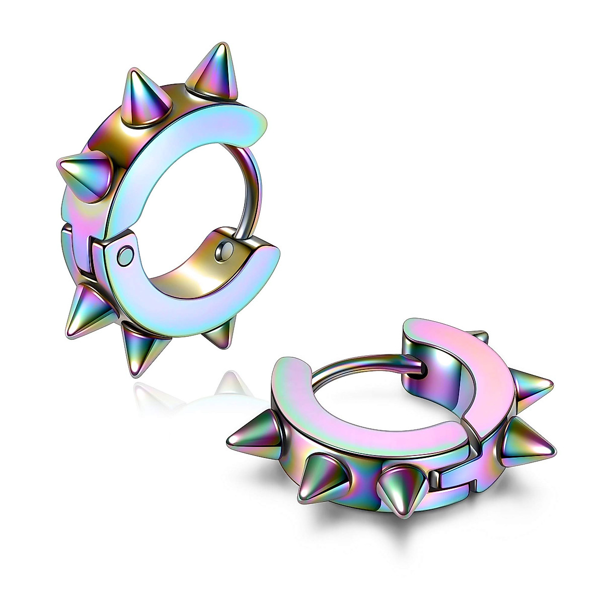 JOVIVI Men Women Jewelry Stainless Steel Hoop Spike Punk Earring,3 Pairs