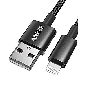 Anker 6ft Premium Double-Braided Nylon Lightning Cable, Apple MFi Certified for iPhone Chargers, iPhone X/8/8 Plus/7/7 Plus/6/6 Plus/5s, iPad Pro Air 2, and More(Black)