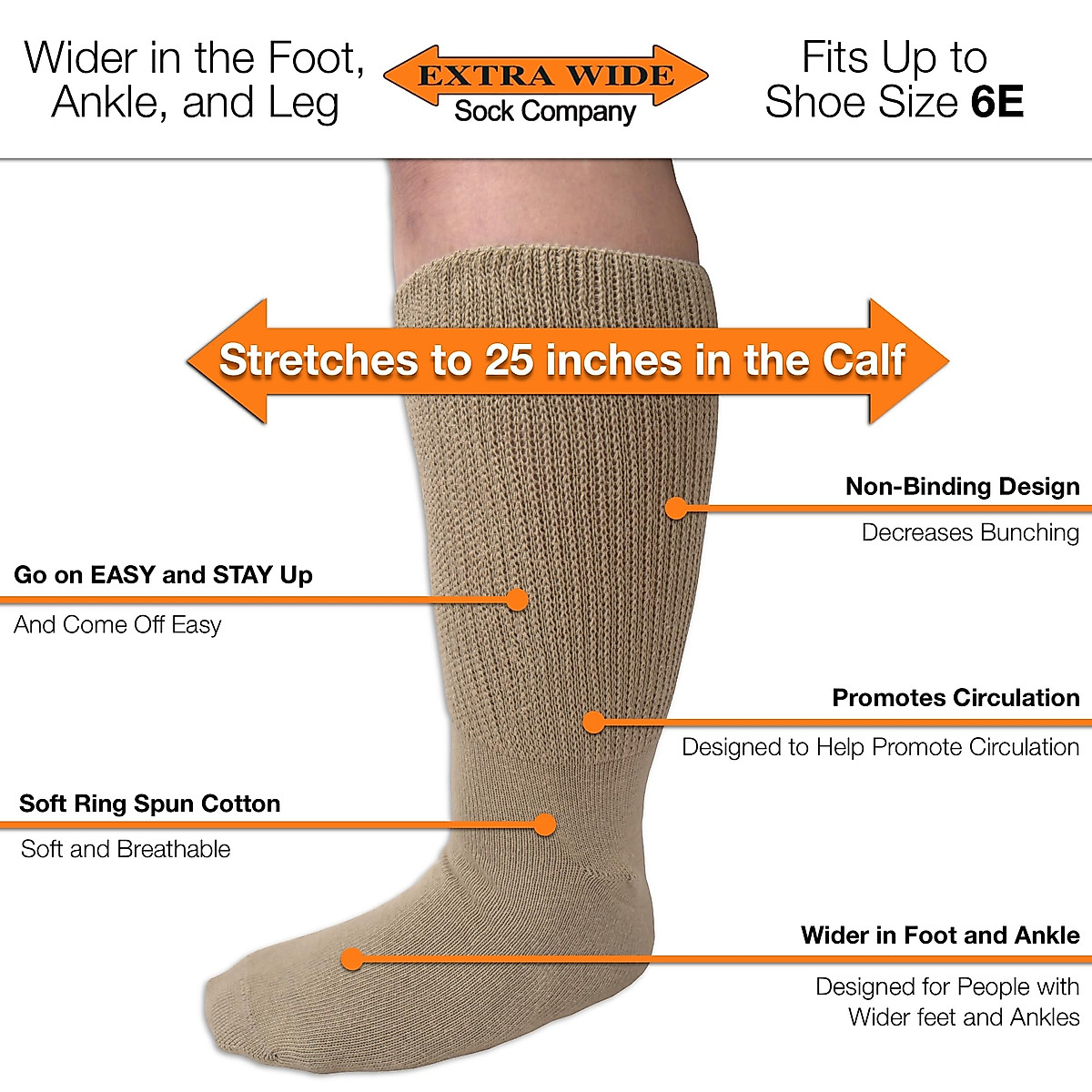 Extra Wide Comfort Fit Athletic Crew (Mid-Calf) Socks for Men and Women, For Wide Feet Pick your size, Do not size up