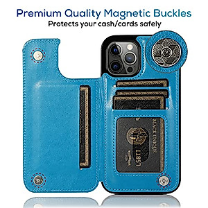 Adirva for iPhone 13 Pro Max Wallet Case for Women - Embossed Butterfly Design with Card Holder, Kickstand and Magnetic Closure - TPU Shockproof Cover for iPhone 13 Pro Max 6.7 Inch (Turquoise)