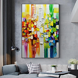 BAWHO Wall Art Oil Painting On Canvas Handmade Abstract Canvas Artwork Painting Hand Painted Unframed For Living Room,31inx47in,No Frame