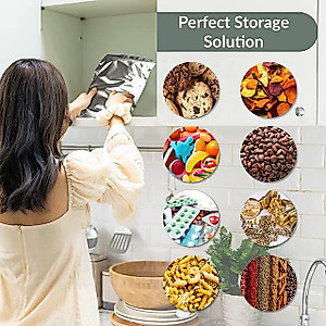 100 MYbag Mylar Bags for Food Storage With Oxygen Absorbers 5 Mil Thick 300cc Labels, 4"x6" Resealable Mylar Bag for Candy, Packaging ,Long Term Storage ,Variety Pack of 10"x14", 6"x9"