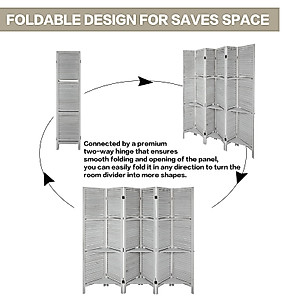 ECOMEX Room Divider with Shelves, 6 Panel Room Dividers and Folding Privacy Screens, Partition Room Divider Temporary Wall, Freestanding Room Divider for Home Office Studio Apartment (White)