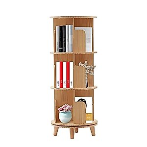 OCASAMI 3 Tier Rotating Bookshelf 360 Display Floor Standing Shelves Bookshelf Book Storage for Kids&Adults, Wood Bookshelf Organizer, Cornerbookshelf, Space Saving(40"x18"x18")