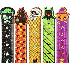45 Pieces Halloween Bookmark Rulers, Ruler Markers with Halloween Themed Prints for Classroom Rewards and Trick or Treat Prizes Halloween Party Decorations (5 Designs)