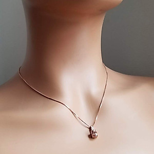 GNG Natural Morganite & Diamond Pendant Necklace In Sterling Silver (Rose Gold Plated) (7x5mm)