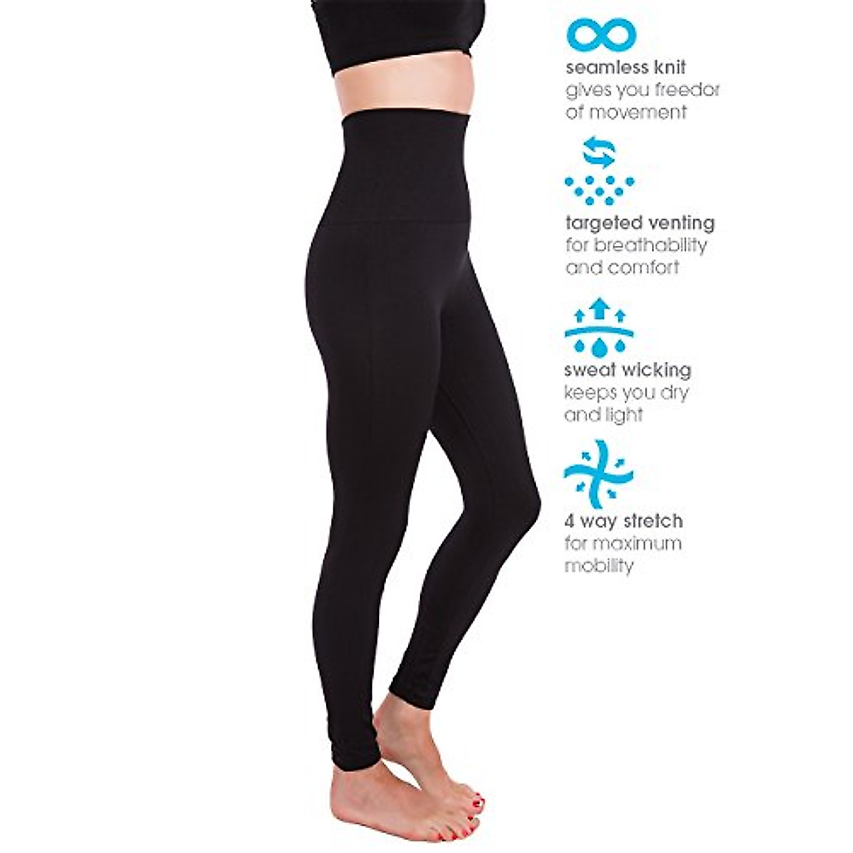 Homma Activewear Thick High Waist Tummy Compression Pants Slimming Body Yoga Leggings Postpartum Pants Black S