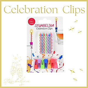 Celebration Birthday Candle Clips | Party Favors for 21st, 40th, Birthdays, New Years and More! | Unique Fun Beer Cup Shot Glass Champagne Toast Candles (Multi-Color, 15 Candles)