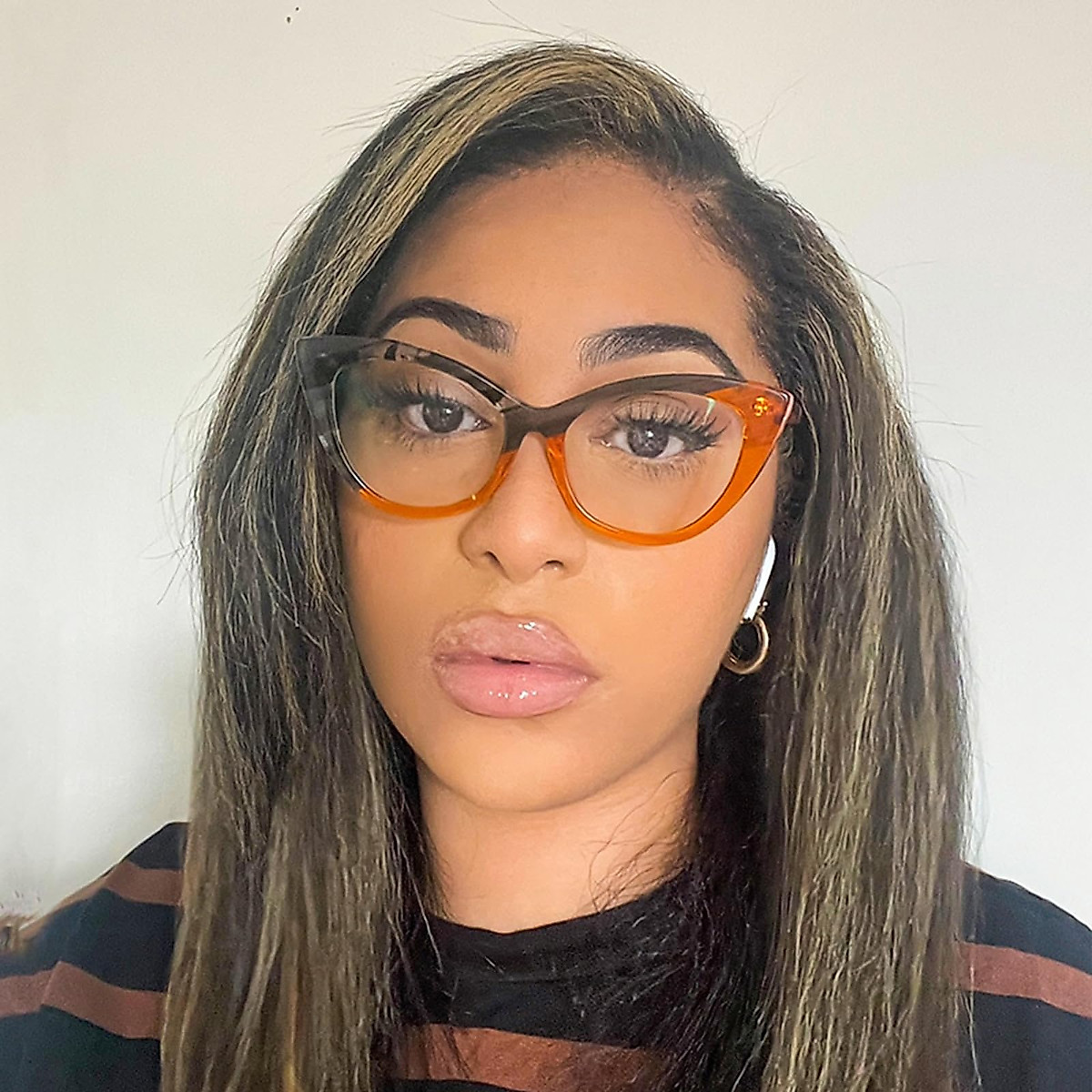 Zeelool Trendy Cat Eye Glasses Frame for Women with Non-prescription Clear Lens Maxine WA454518-04 Orange