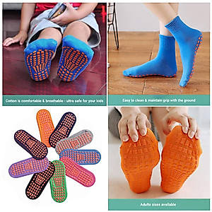 7 Pairs Anti-Skid Socks Trampoline Socks Adults Ankle Socks with Grips for Hospital, Yoga, Fitness and Exercise