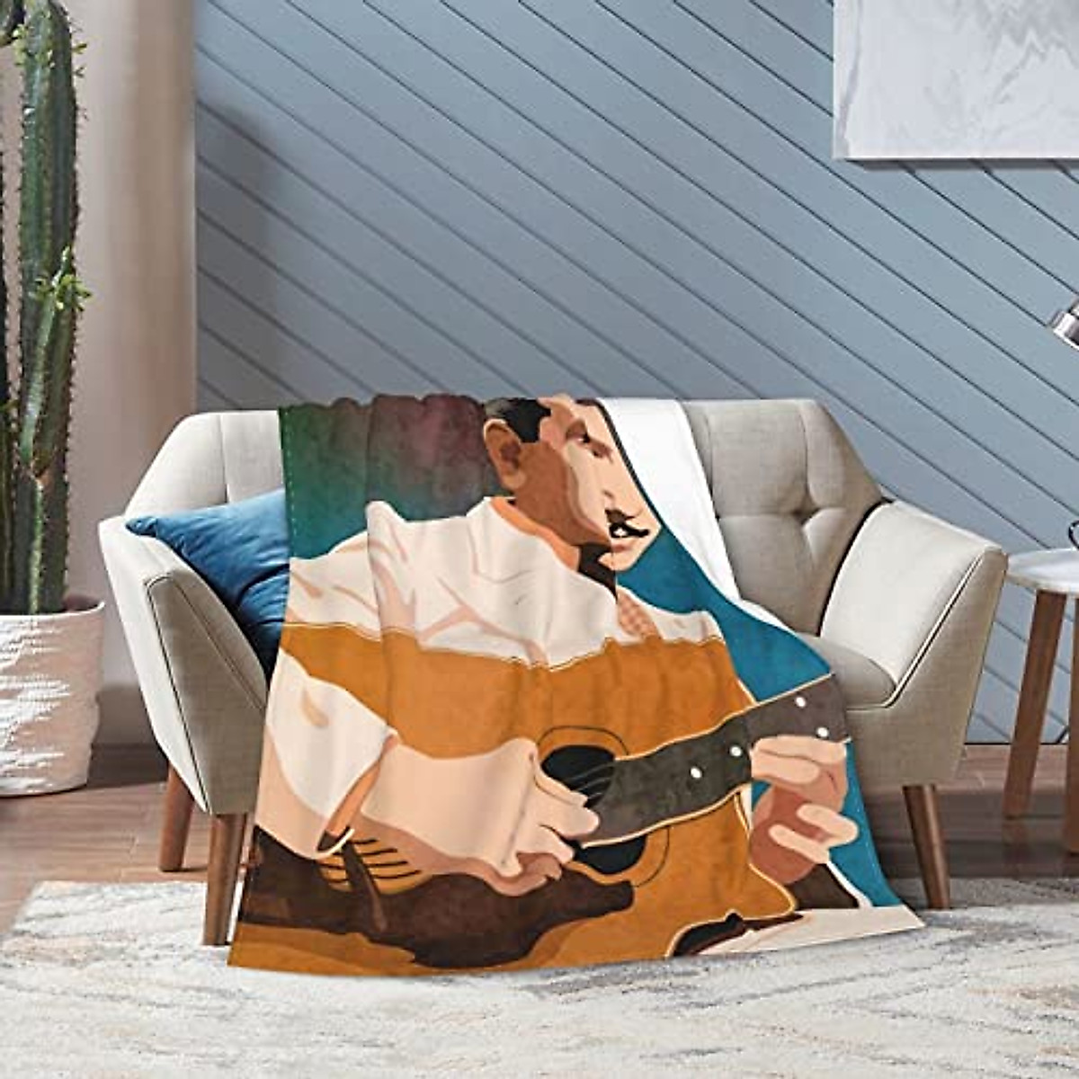 Django Reinhardt Flannel Blanket Fluffy Throw Blanket for Couch Sofa Bed All Season Super Soft 60"x50"