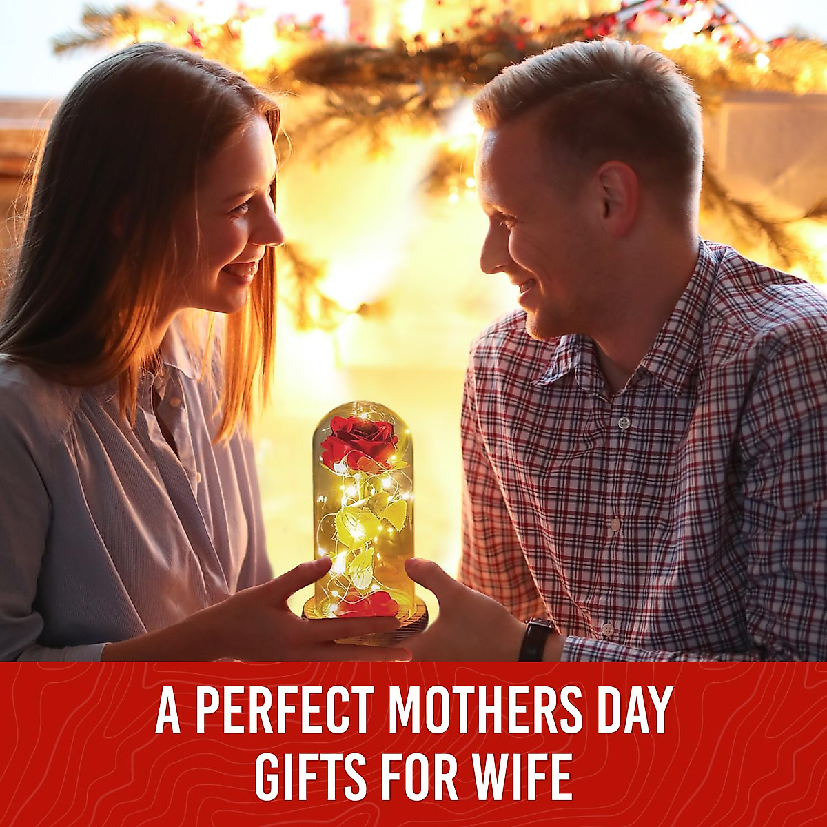 Norcalway Rose in Glass Dome with 6hr Timer - Beauty and The Beast Rose Decor in a Glass Dome for decorations-Premium Gift for anyone